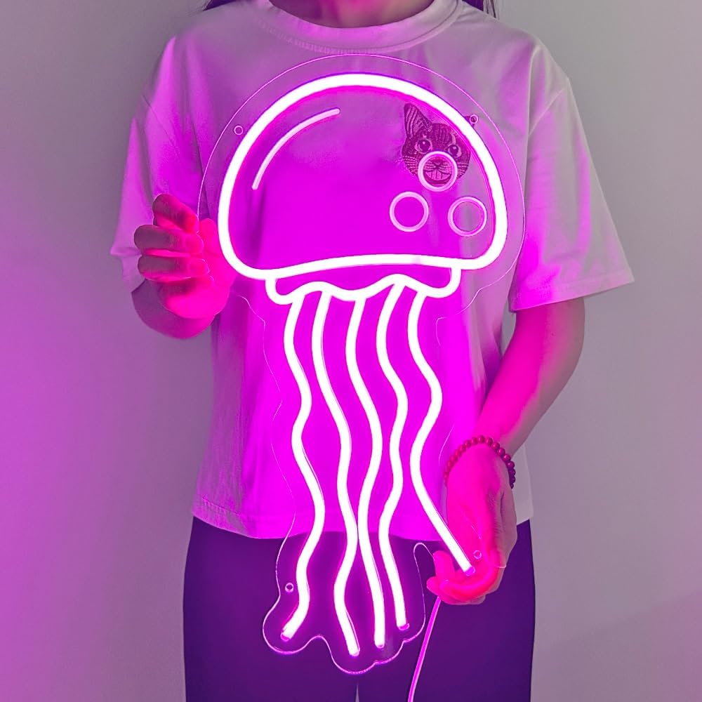 COLORNEON Large Jellyfish Neon Sign for Bedroom Decor, Cute Jelly fish ...