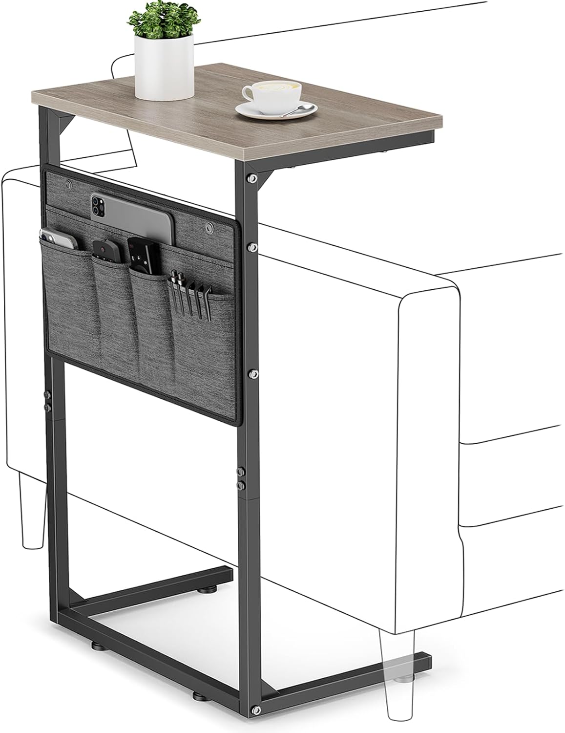 Amazon.com: Vagusicc C Shaped End Table, 28'' Tall Side Table for Couch ...