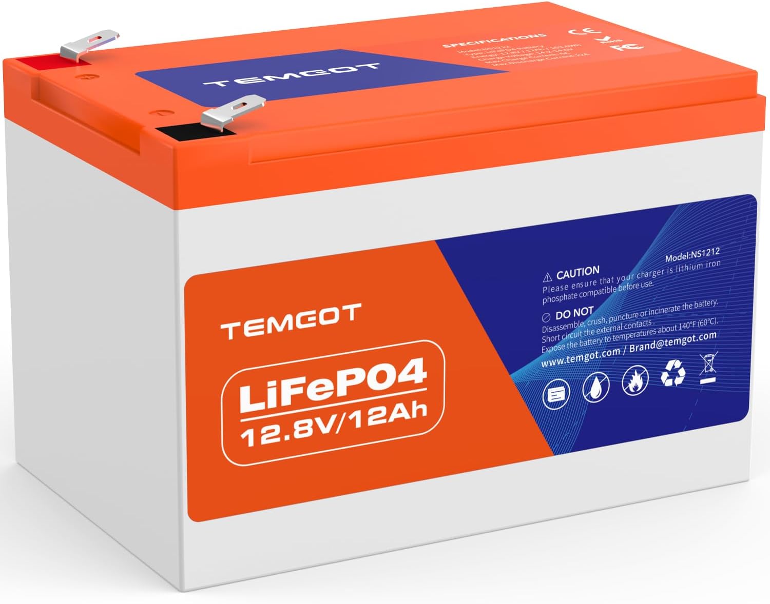 Amazon.com: 12V 12Ah LiFePO4 Lithium Battery, 12A Smart BMS, Deep Cycle ...