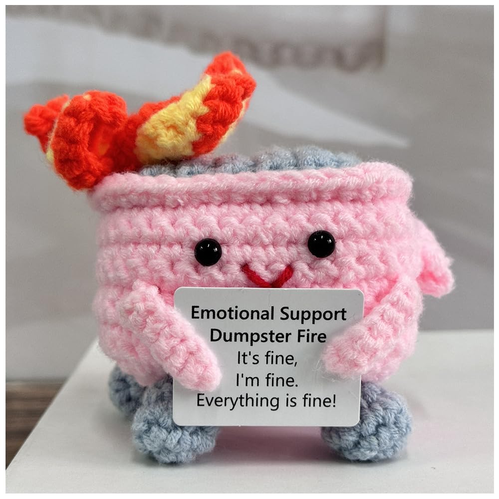 Amazon.com: Emotional Support Crochet Dumpster Fire with Positive Card ...