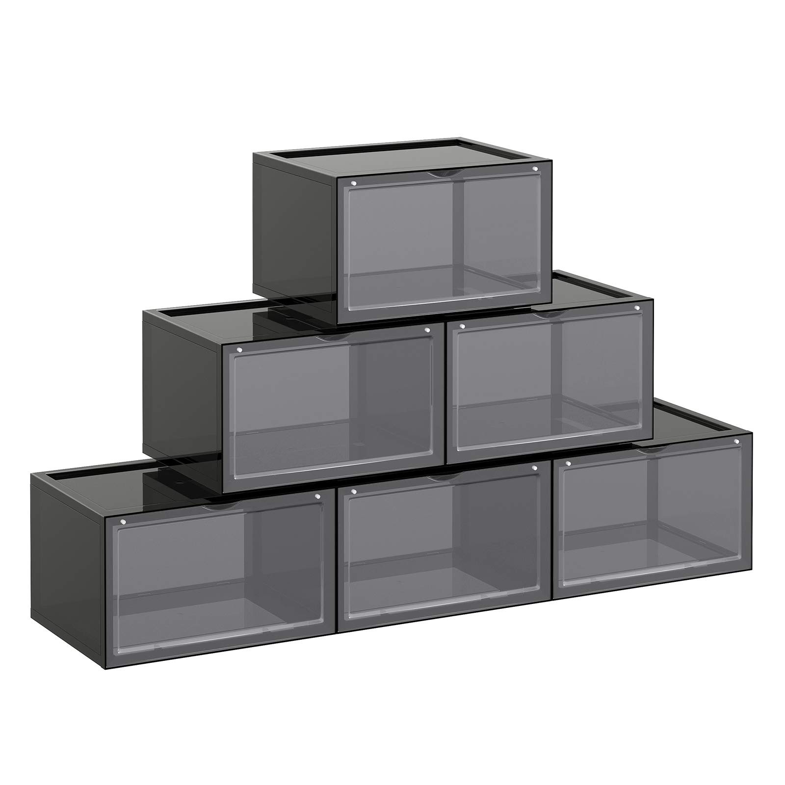 Songmics Shoe Boxes Pack Of 6 Stackable Shoe Organizers Clear ...