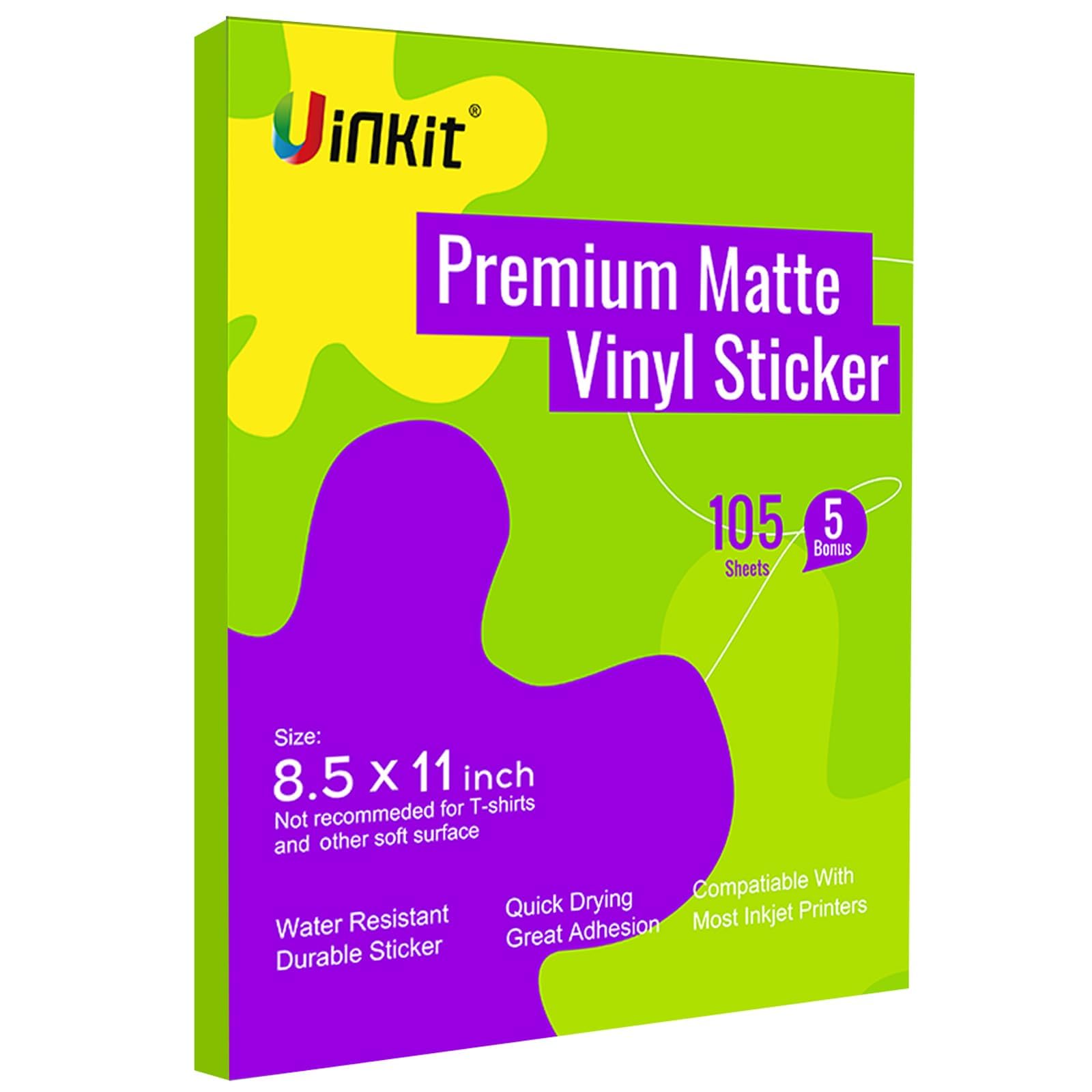 Amazon.com : Uinkit 105 Sheets Printable Premium Matte White Vinyl ...