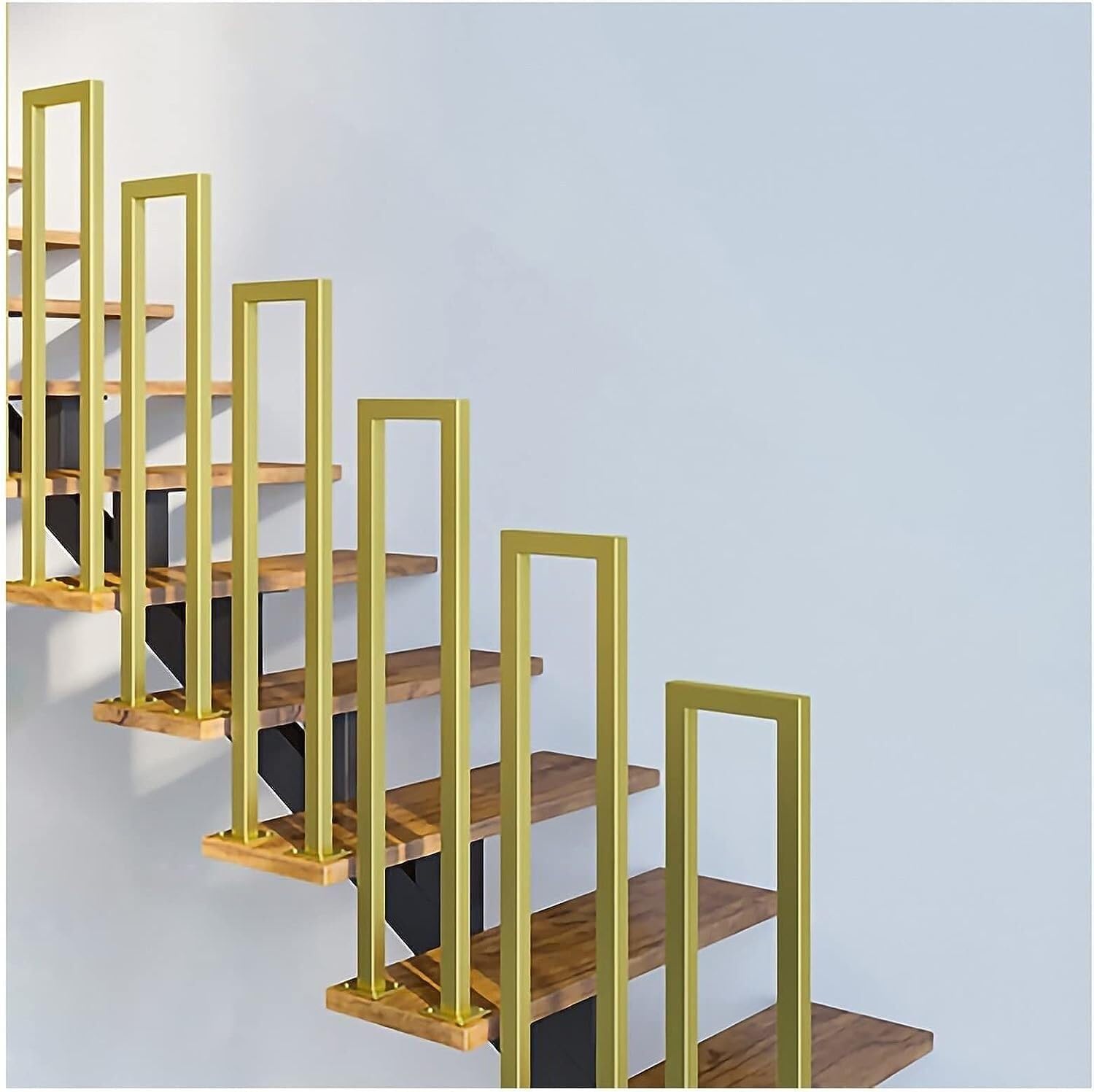 COZMAX Gold U-Shaped Metal Stair Handrail for Indoor Step, Industrial ...