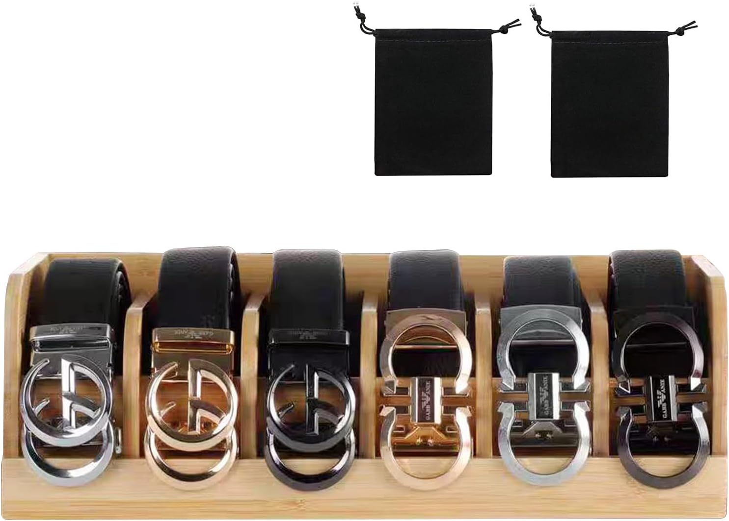 Amazon.com: Zauctpy Solid Wood 6-Compartment Belt Organizer for Men and ...
