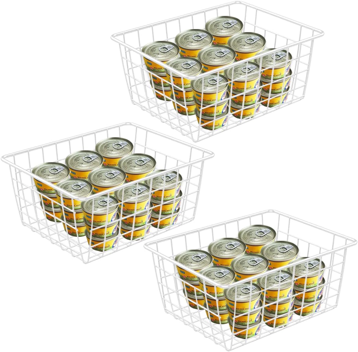SINJEUN Set of 3 Black Metal Wire Storage Baskets, 28x12x12 cm Large ...