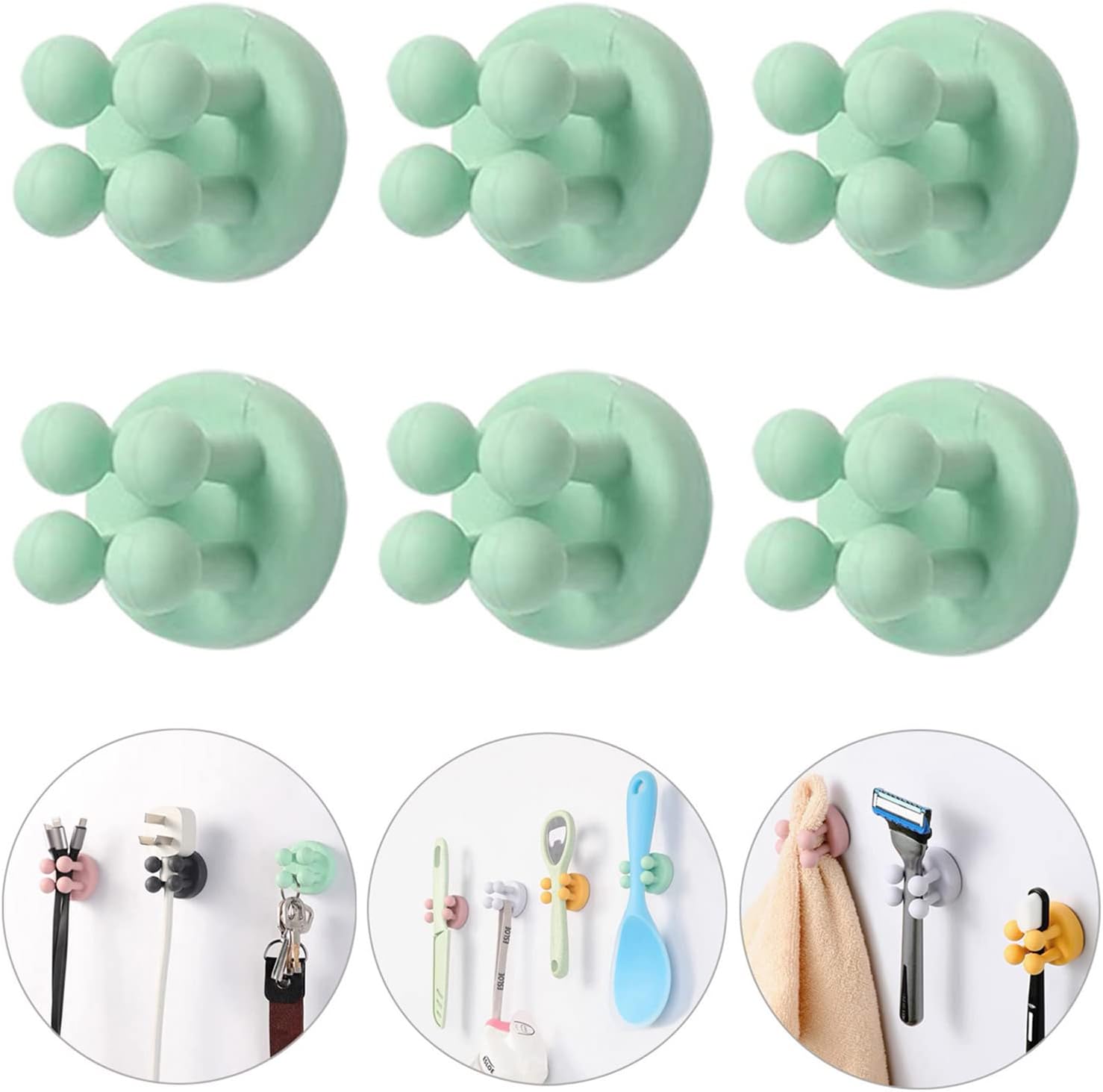 Amazon.com: Silicone Toothbrush Holder, 6 Pcs Self Adhesive Hooks ...