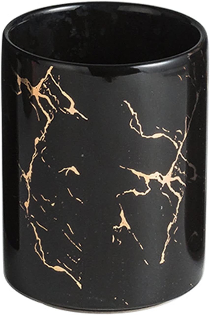 Amazon.com: TYMYYS/ Ceramic Marble Toothbrush Cup, Porcelain Golden ...