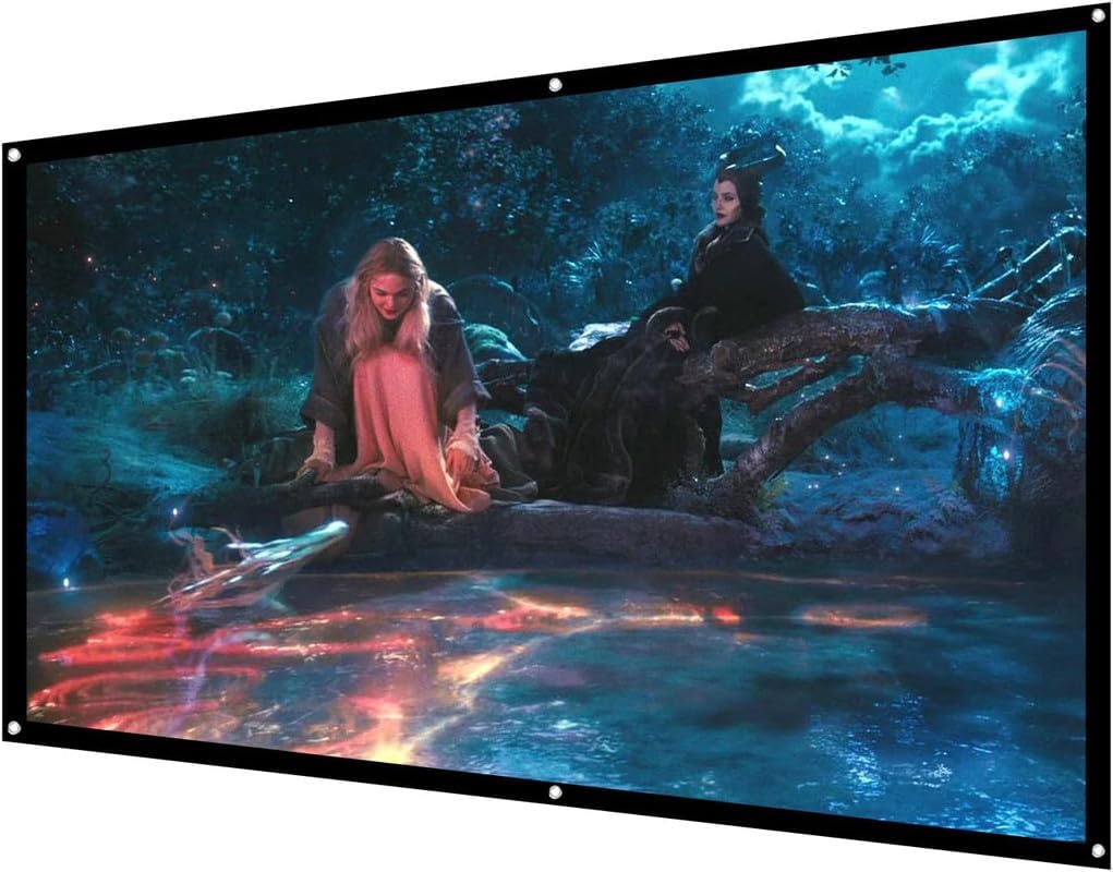 110" Inch Projector Screen Upgraded inch 16:9 HD Portable Eyelet Screen ...