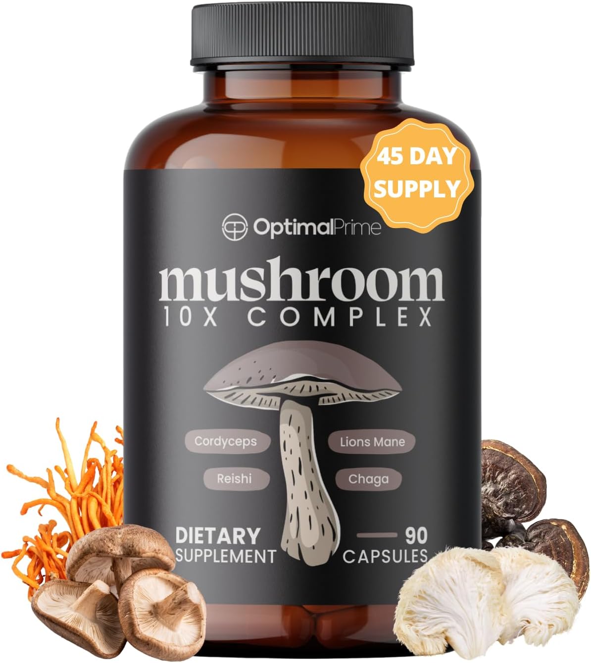 Amazon.com: Optimal Prime 10x Mushroom Complex Supplement - Lions Mane ...