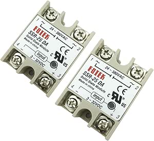 Amazon.com: 2PCS SSR-25DA Solid State Relay Single Phase Semi-Conductor Relay Input 3-32V DC ...