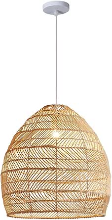 PARREN 1-Pack Rattan Basket Pendant Light Natural Style Lamp Shade E27 ...