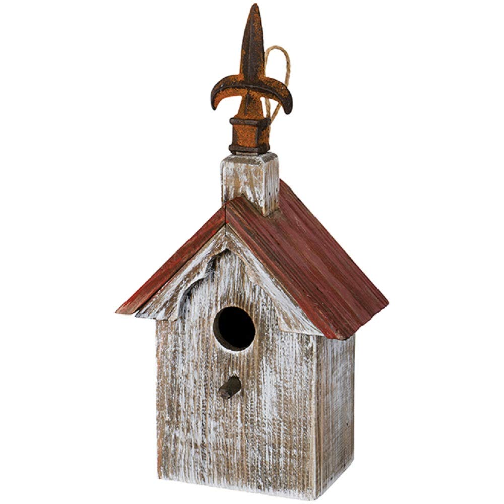 Amazon.com : Birdhouses Freestanding Two Story Pedestal Birdhouse White ...