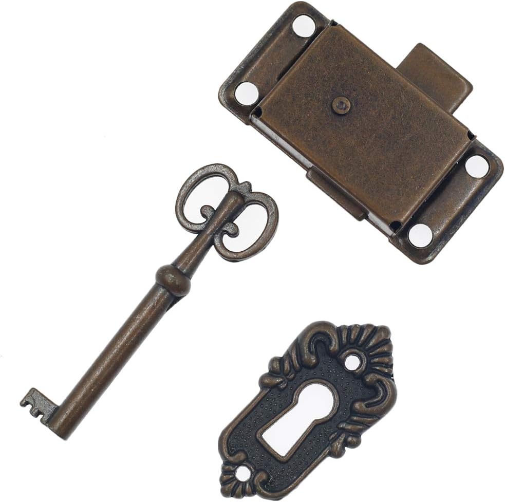 LBTODH Antique Cabinet Lock Retro Desk Lock Spring Door Lock with Key ...