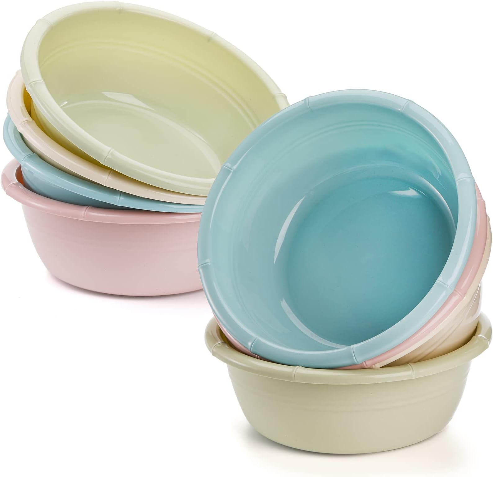 Amazon.com - Ralahbeifm 4 Pack Round Plastic Wash Basin, 5 Quart Small ...