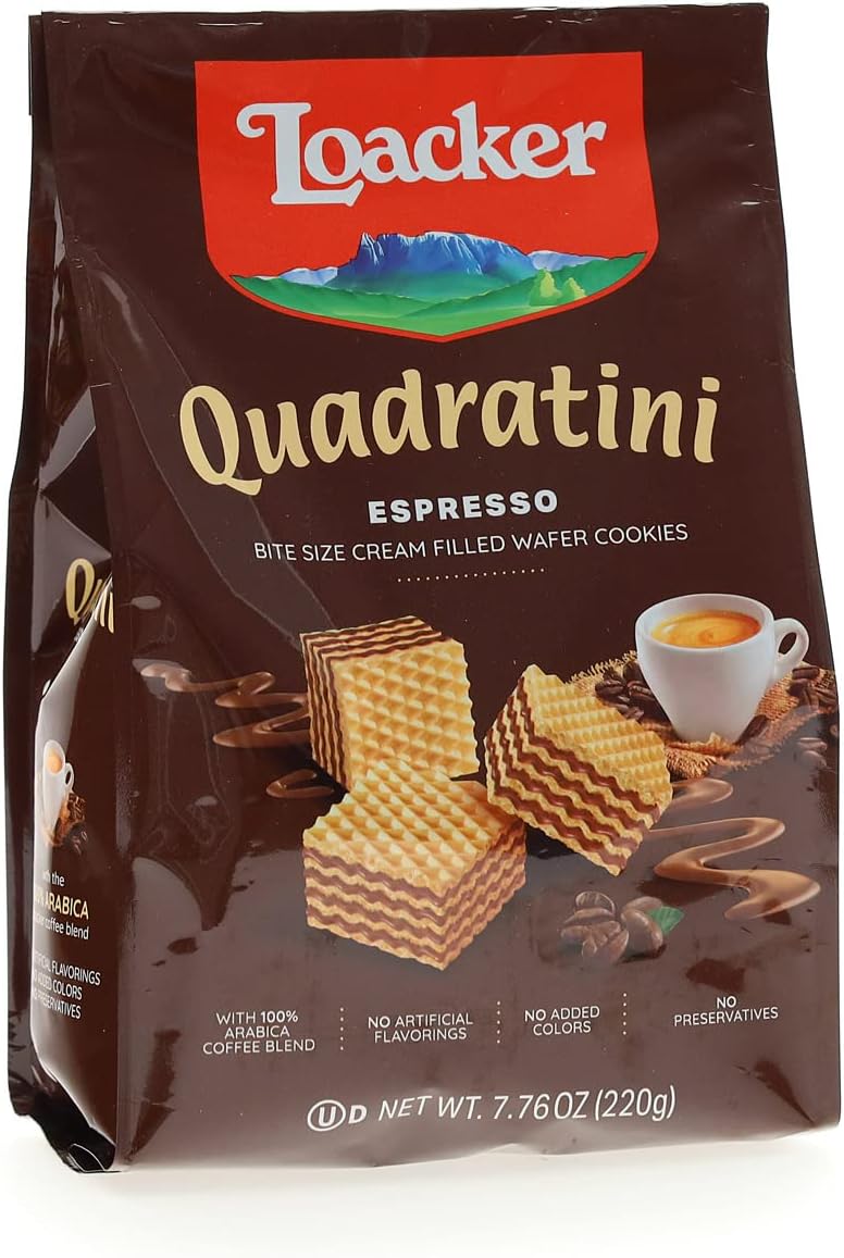 Loacker Quadratini Premium Italian Espresso Wafer Cookies, 220g/7.76oz ...