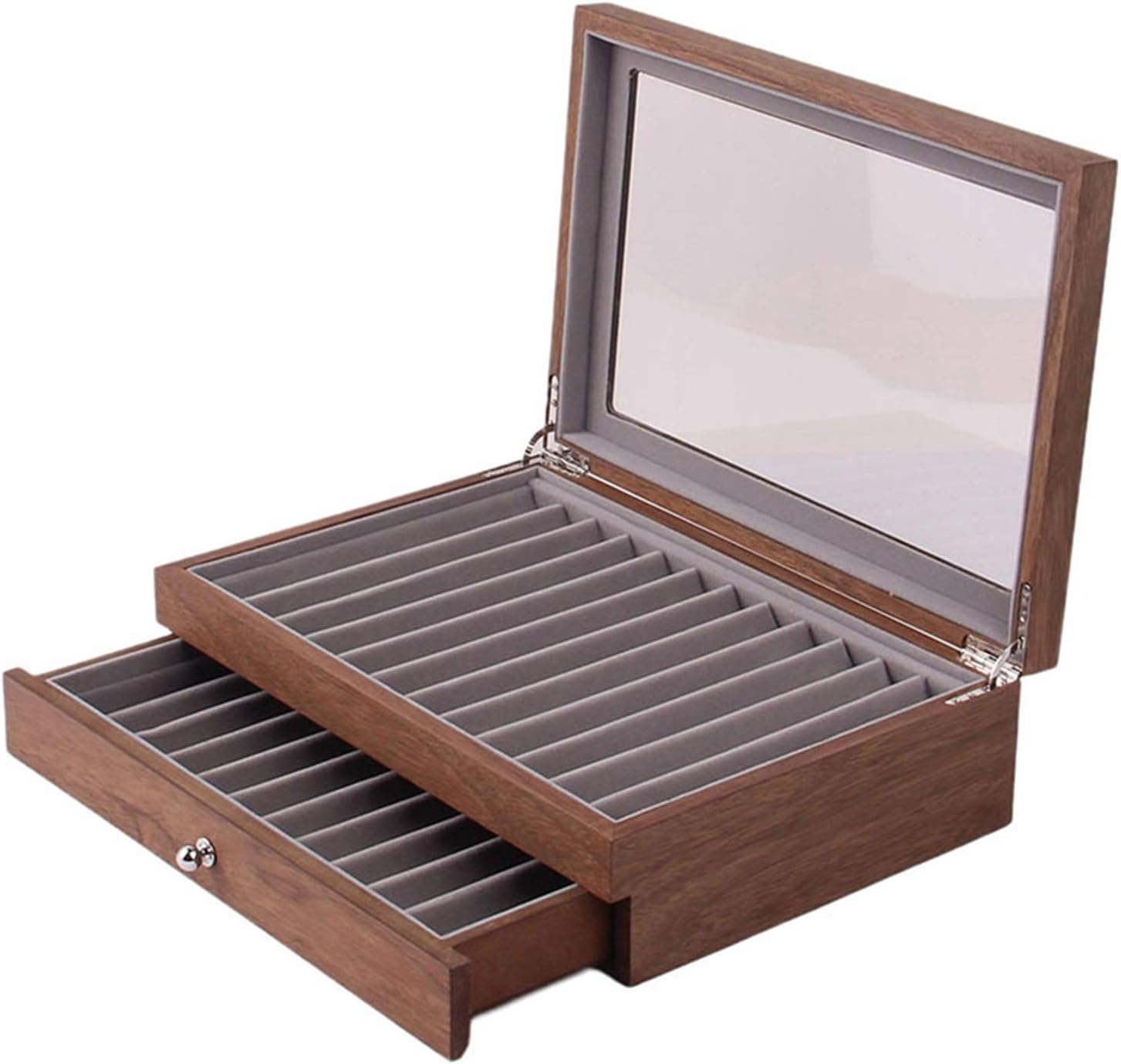 Pen Storage Case Organizer, Vintage Wood Dual Layers 23 Slots Pen ...