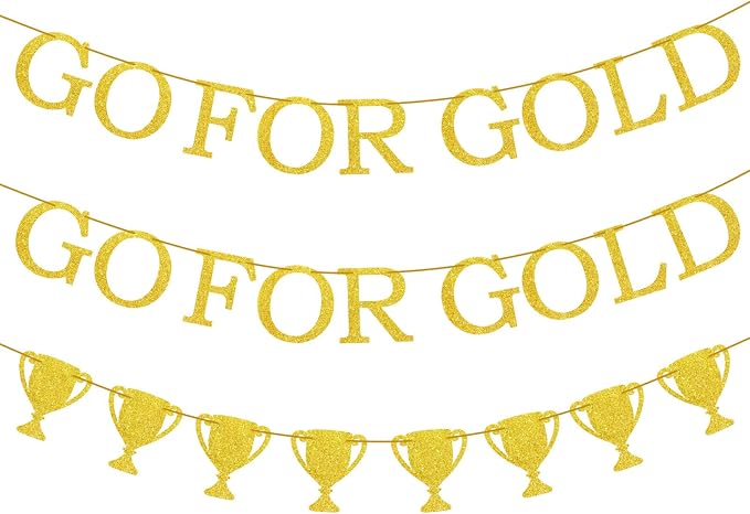Amazon.com: 3Pcs Golden Shiny Banner Sports Party Decorations ...