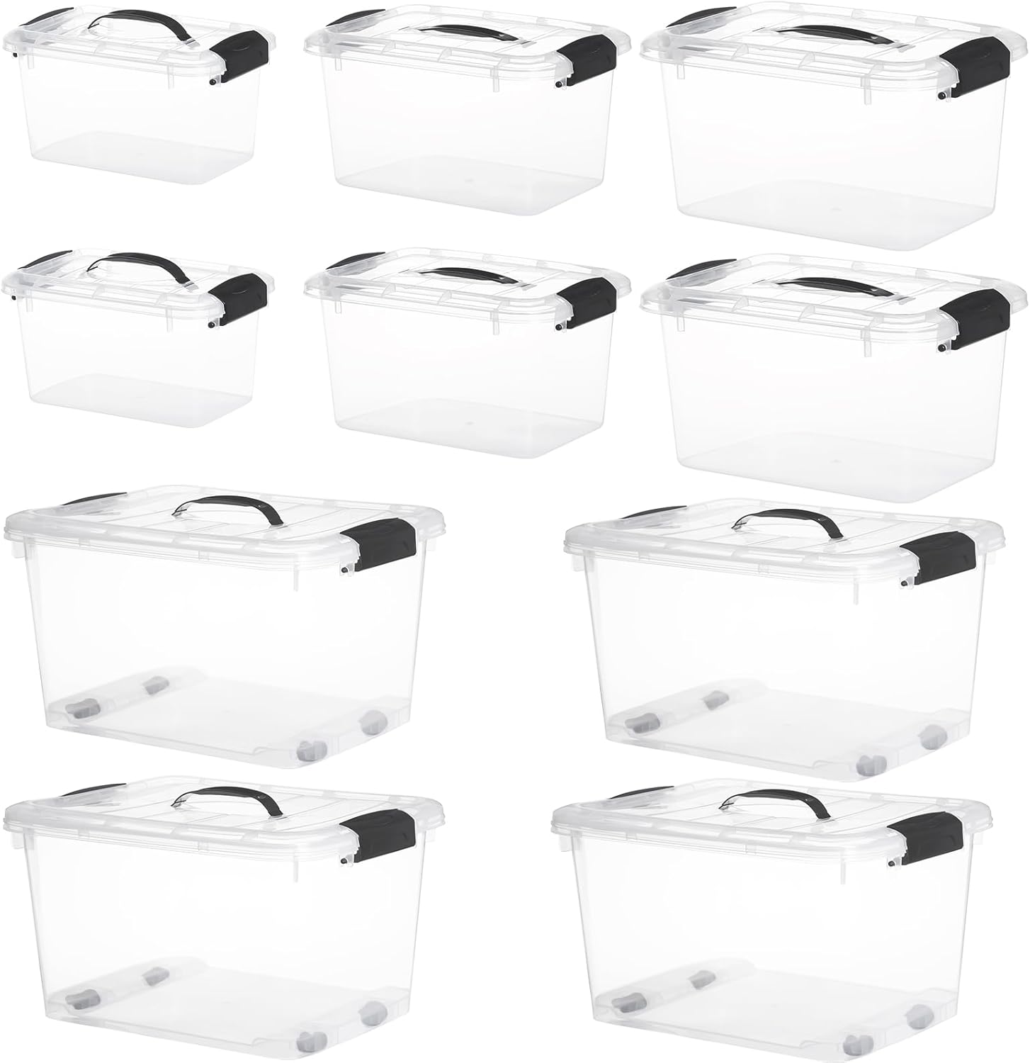 Greentainer Stackable Plastic Tote Boxes - 45L Storage Boxes with Lid ...