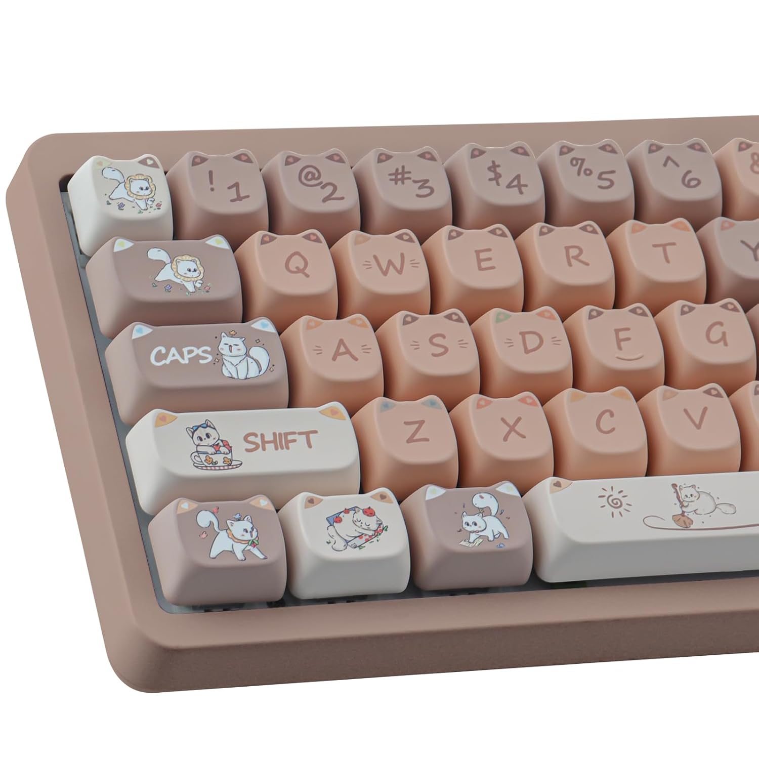 PBT Keycaps Cat Shape Keycaps 141 Keys Set Mao Profile Keycaps Dye-Sub ...