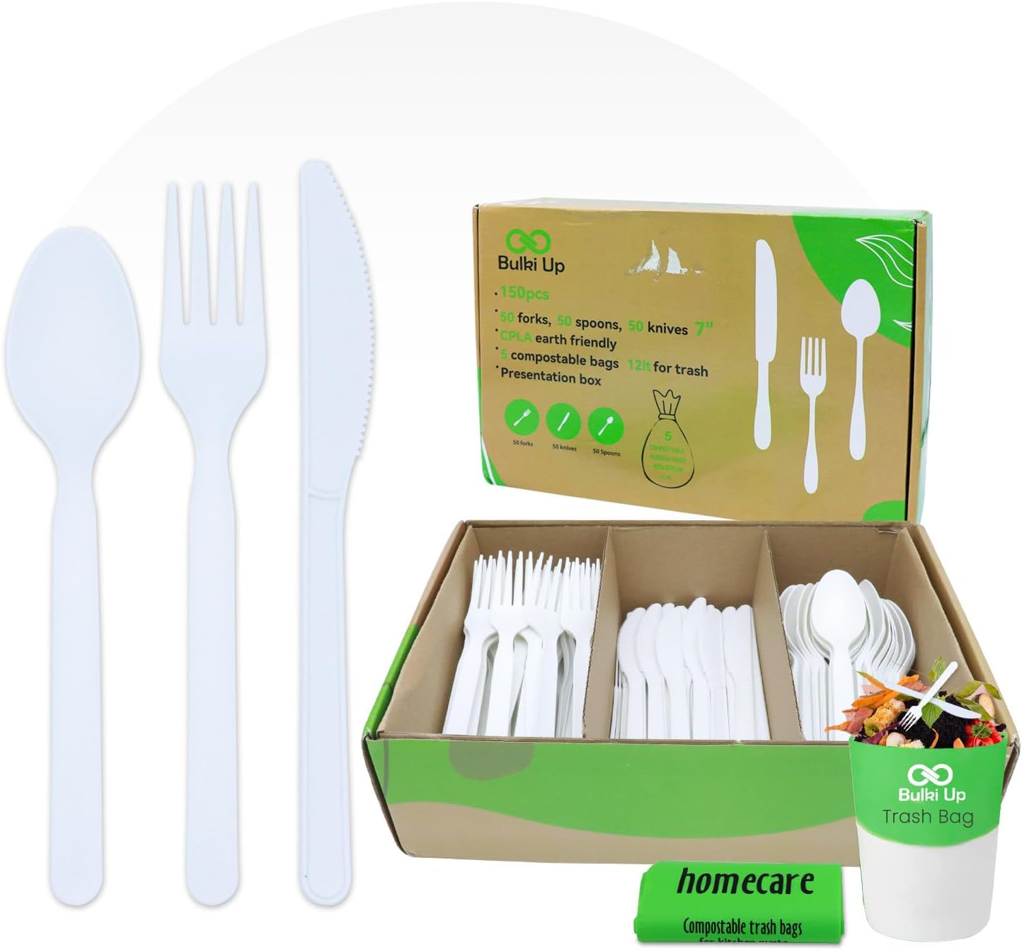 Amazon.com: CPLA Cutlery Set 150pcs 100% Compostable 50 Spoons, 50 ...