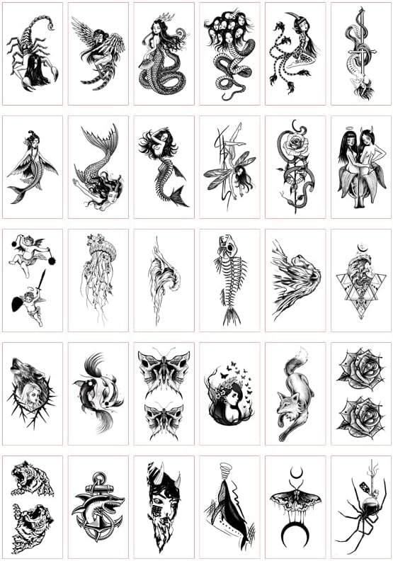 Amazon.com: 30 Different Patterns Dark Tattoo Stickers Waterproof ...