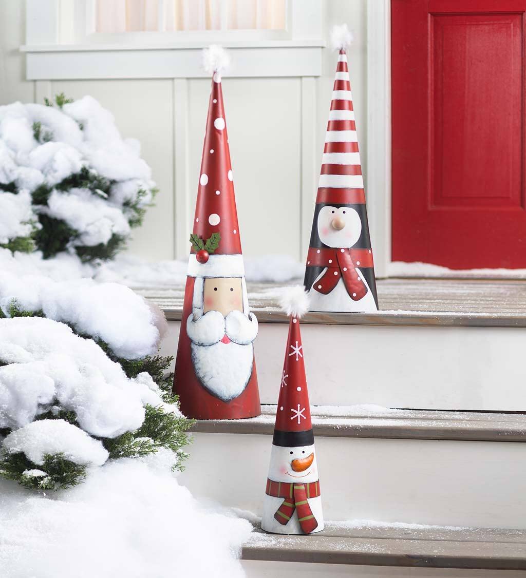 Amazon.com: Plow & Hearth Metal Cone-Shaped Holiday Characters | Set of ...