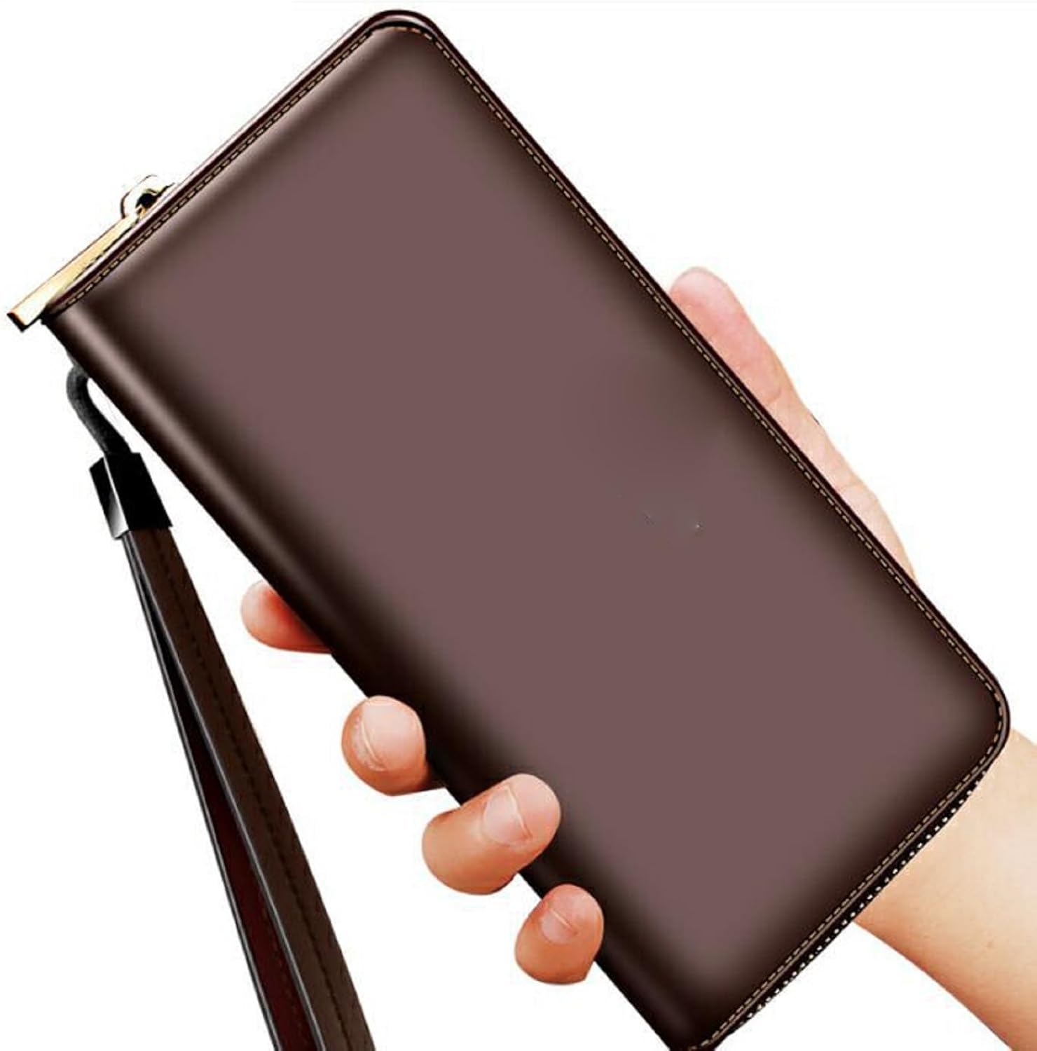 Amazon.com: Long Style Wallets For Men Leather with Zipper Button ...