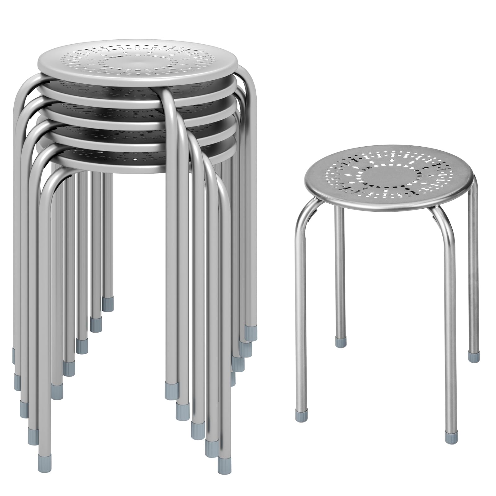 Amazon.com: RELAX4LIFE 6-Pack Metal Stackable Stools, 17.5’’ Backless ...