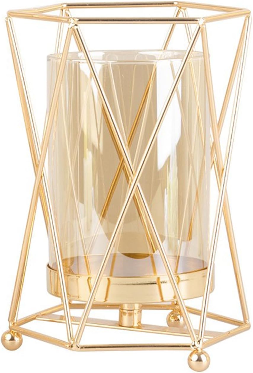 Amazon.com: MSUIINT Gold Flower Vase Metal Stand Glass, Geometric Small ...