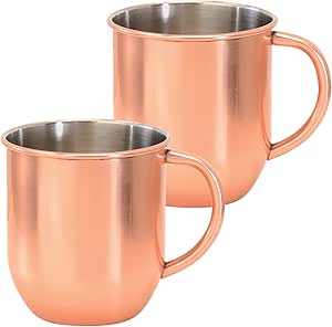 Amazon.com: Mosconi Copper Plated Moscow Mule Mug, 17 oz (Set of 2 ...