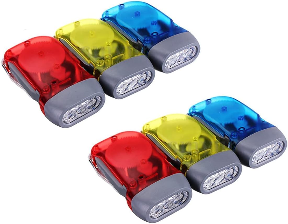 BODYA 6Pcs 3 LED Hand Pressing Flashlight Hand Crank Flashlight, Dynamo ...