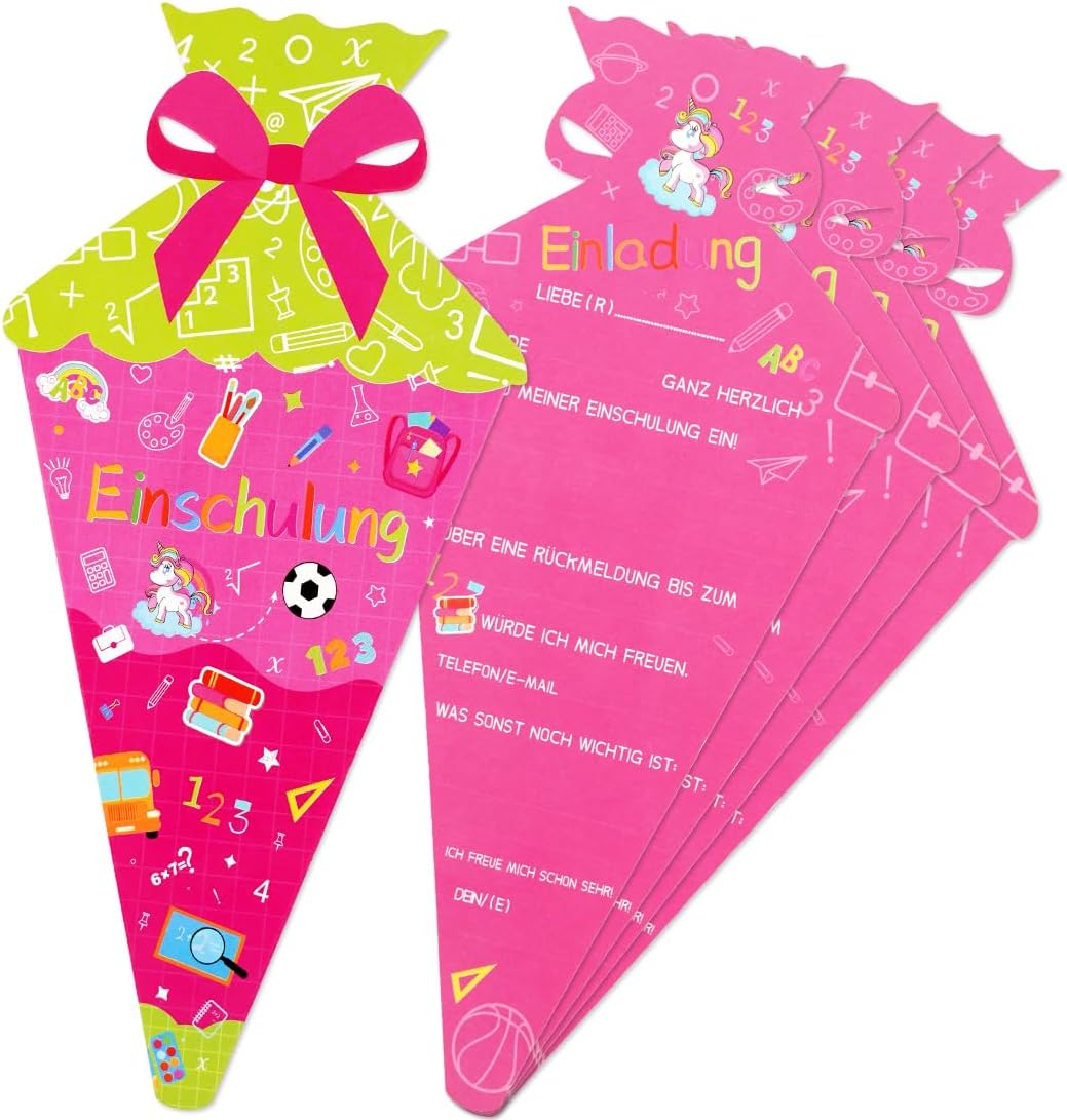 MEJOSER 12 Stück Einladung Einschulung Mädchen Einladungskarten zum ...