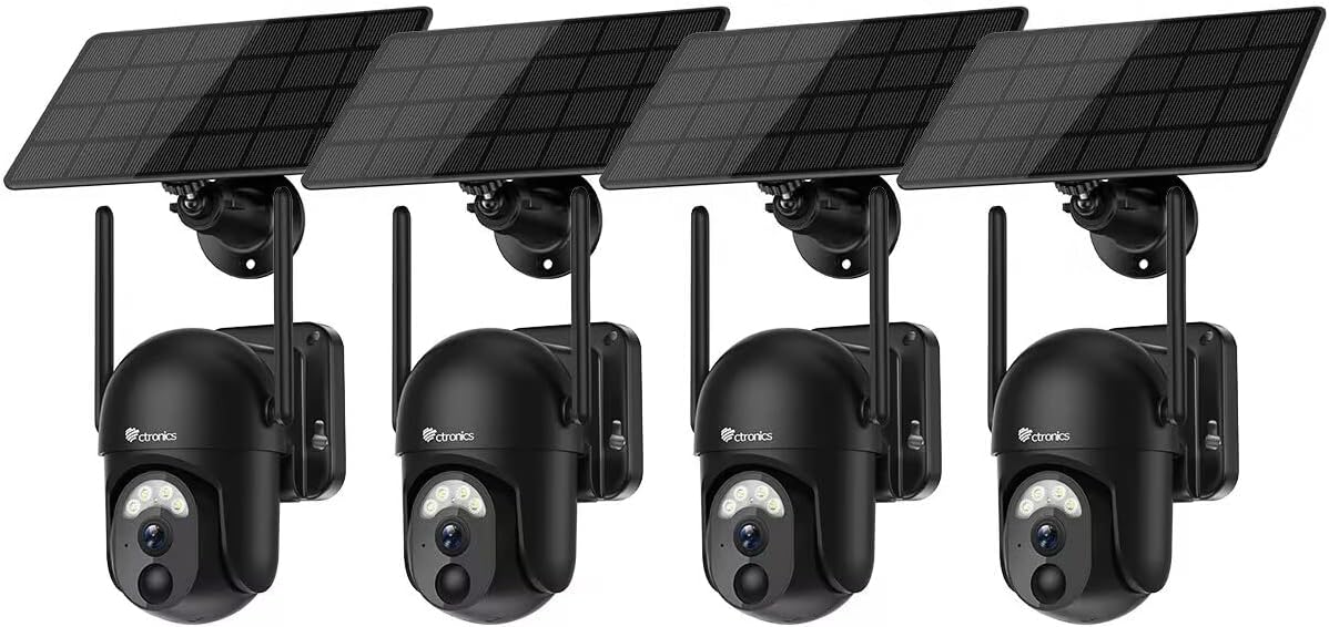 Amazon.com : Ctronics 2K 3MP Solar Security Camera Wireless Outdoor ...
