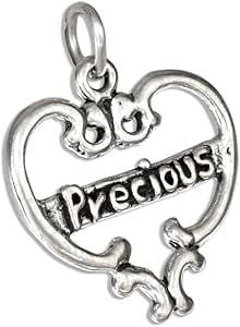 Amazon.com: Sterling Silver Open Scroll Heart with "Precious" Message ...