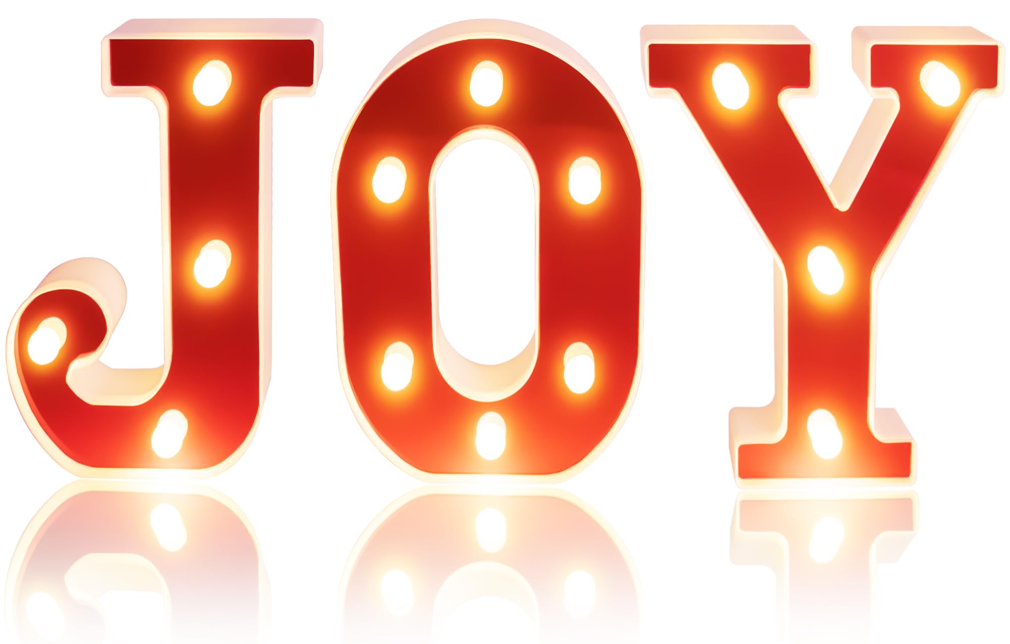 3 Pieces Joy LED Letter Lights - Christmas Decoration Indoor Light Up ...