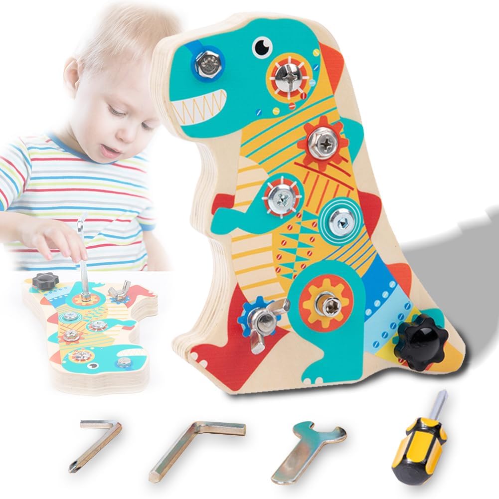 Amazon.com: Convjosc Learning Toy Wooden Busy Board Dinosaur ...