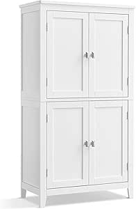 VASAGLE Mobile da Bagno, Mobiletto da Bagno, Credenza da Cucina, Armadietto con 4 Ante, Ripiani ...