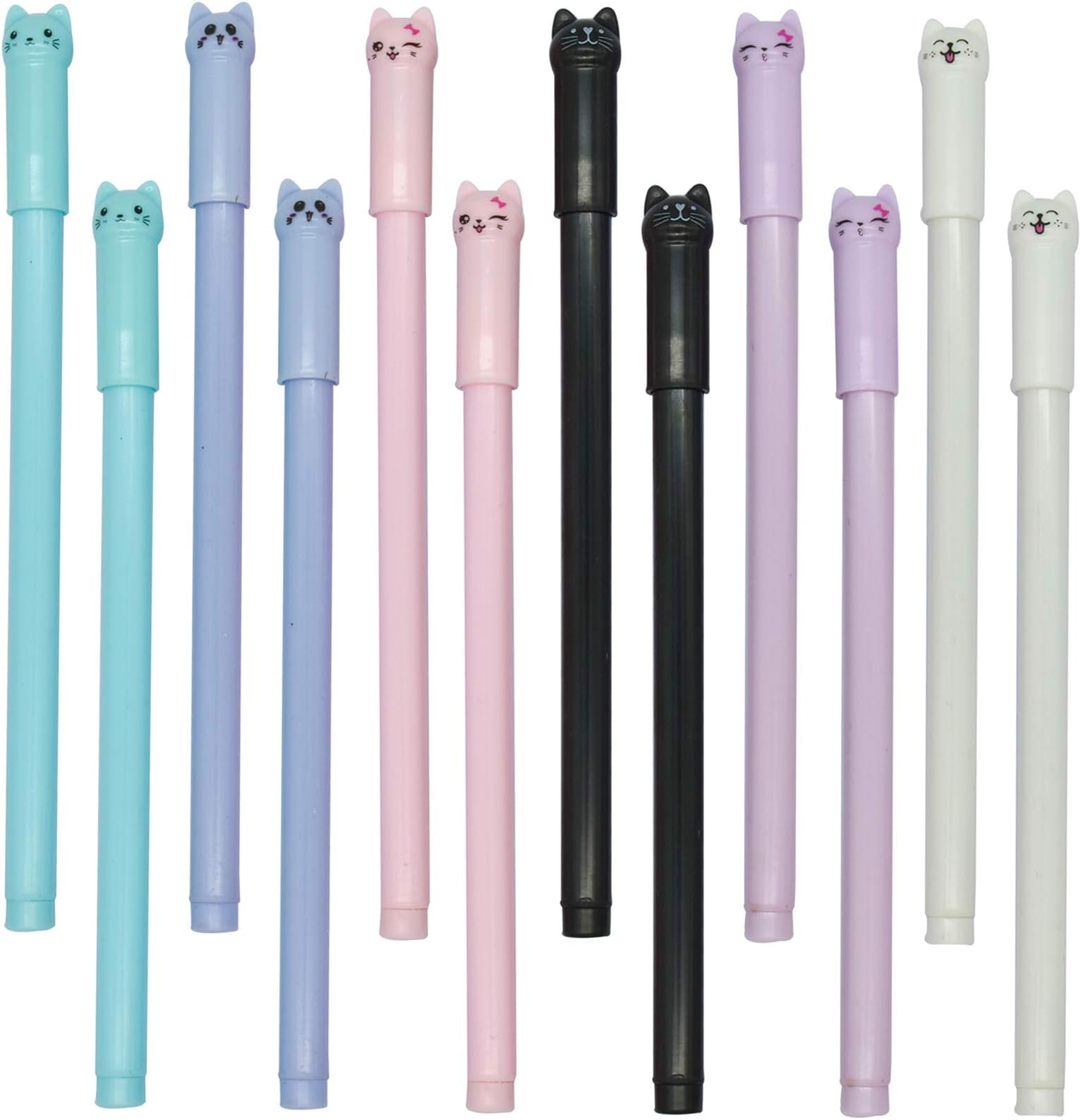 Amazon.com: Toshine Cute Cat Gel Ink Pens Kawaii Gel Pen, Black Gel Ink ...