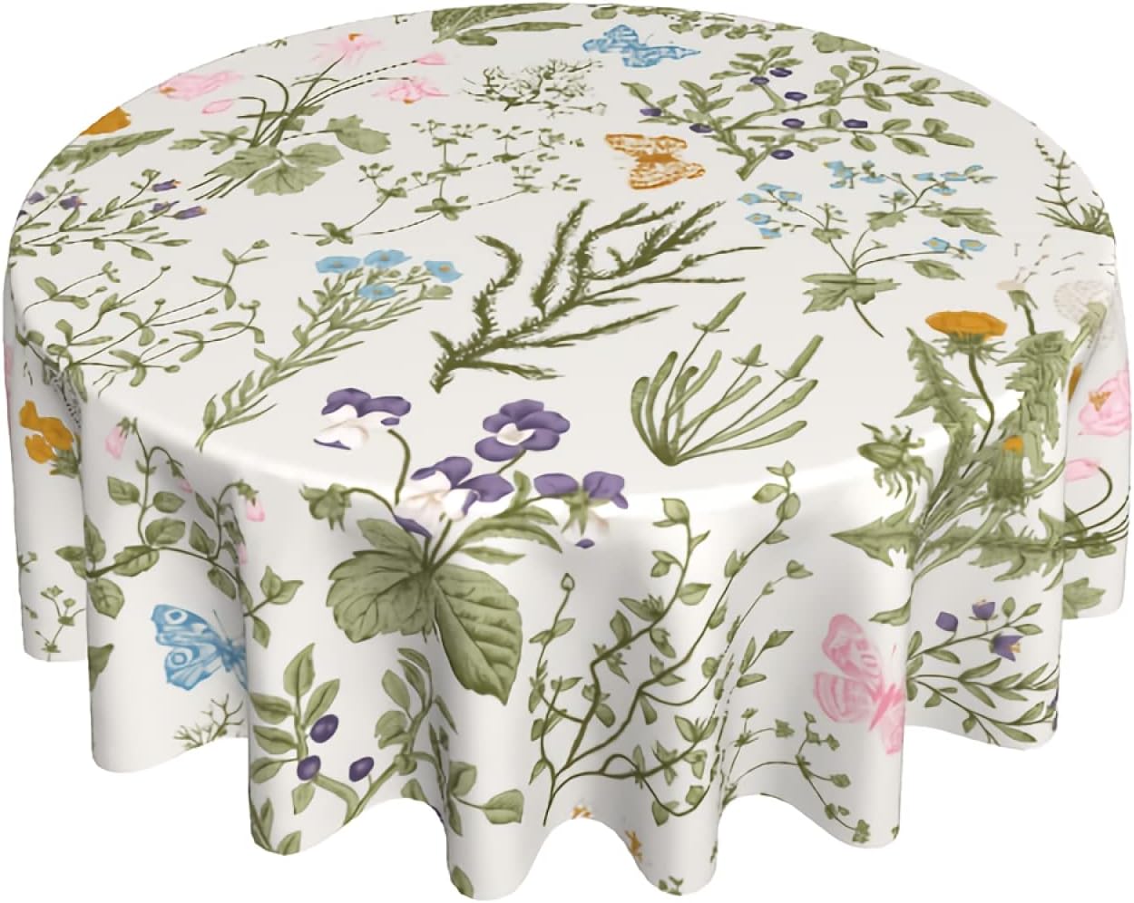 Amazon.com: Sweetshow Spring Tablecloth Round 60 Inch Watercolor Green ...