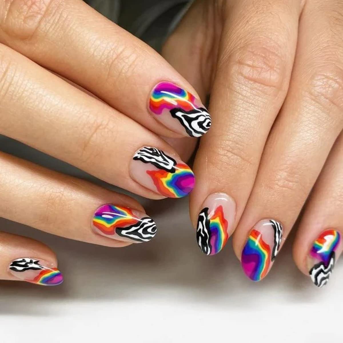 Colorful Zebra Print Nails