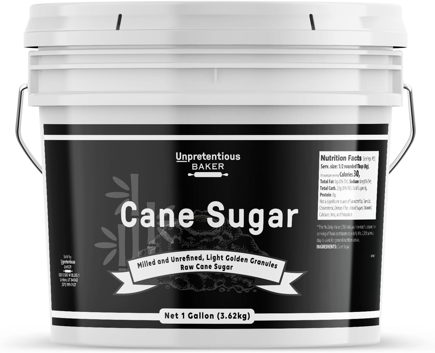Amazon.com: Unpretentious Cane Sugar, 1 Gallon Bucket, Raw, Kitchen ...