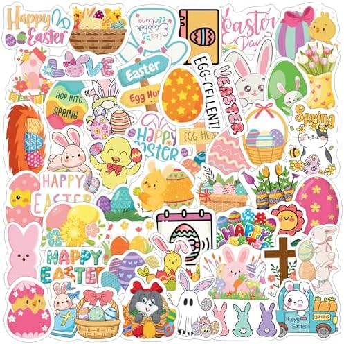 Amazon.com: 1200 Pcs Easter Bunny Stickers Bunny Peeps Stickers Roll 12 ...