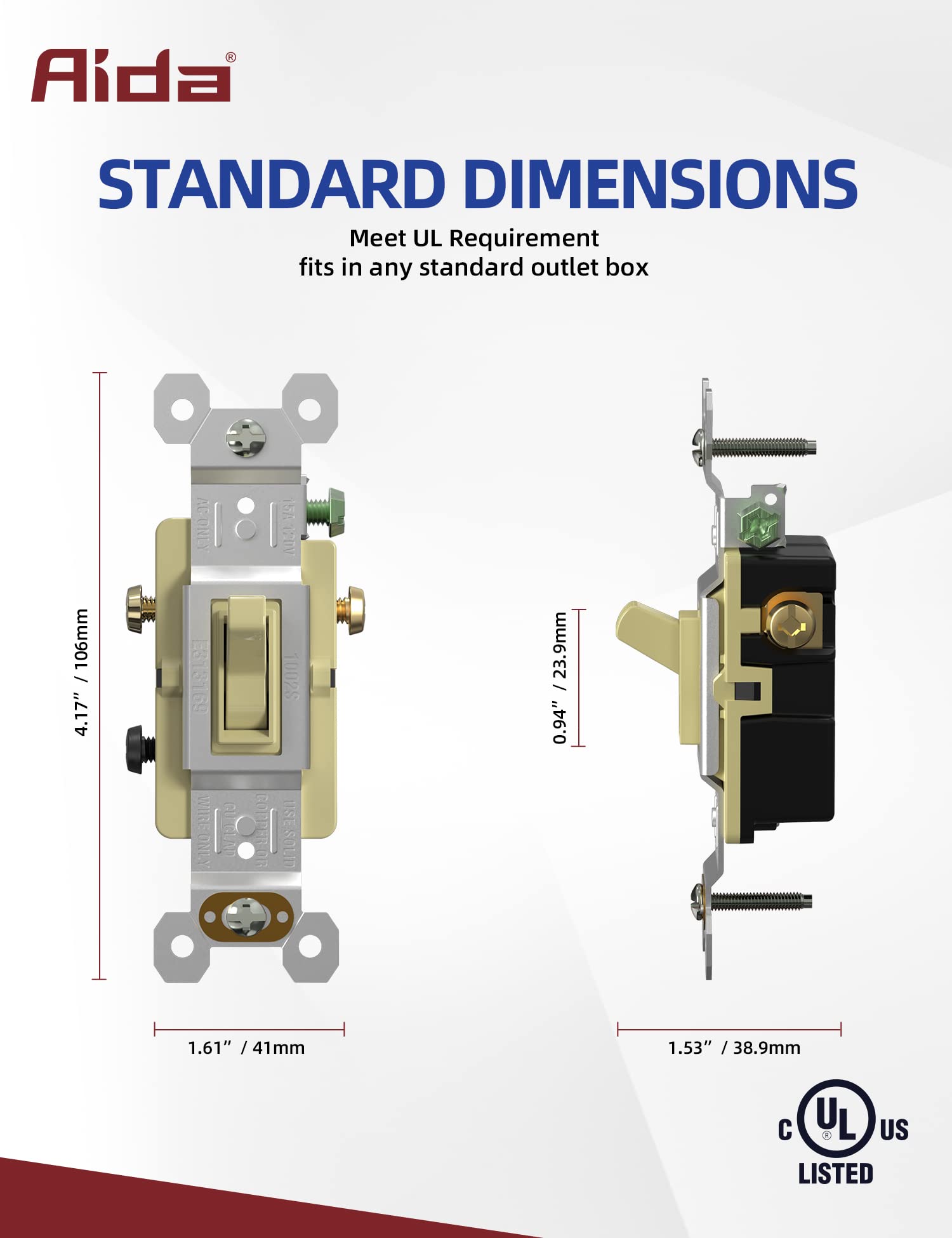 Snapklik.com : AIDA 15 Amp 120 Volit 3 Way Quiet Indoor Toggle Switch ...