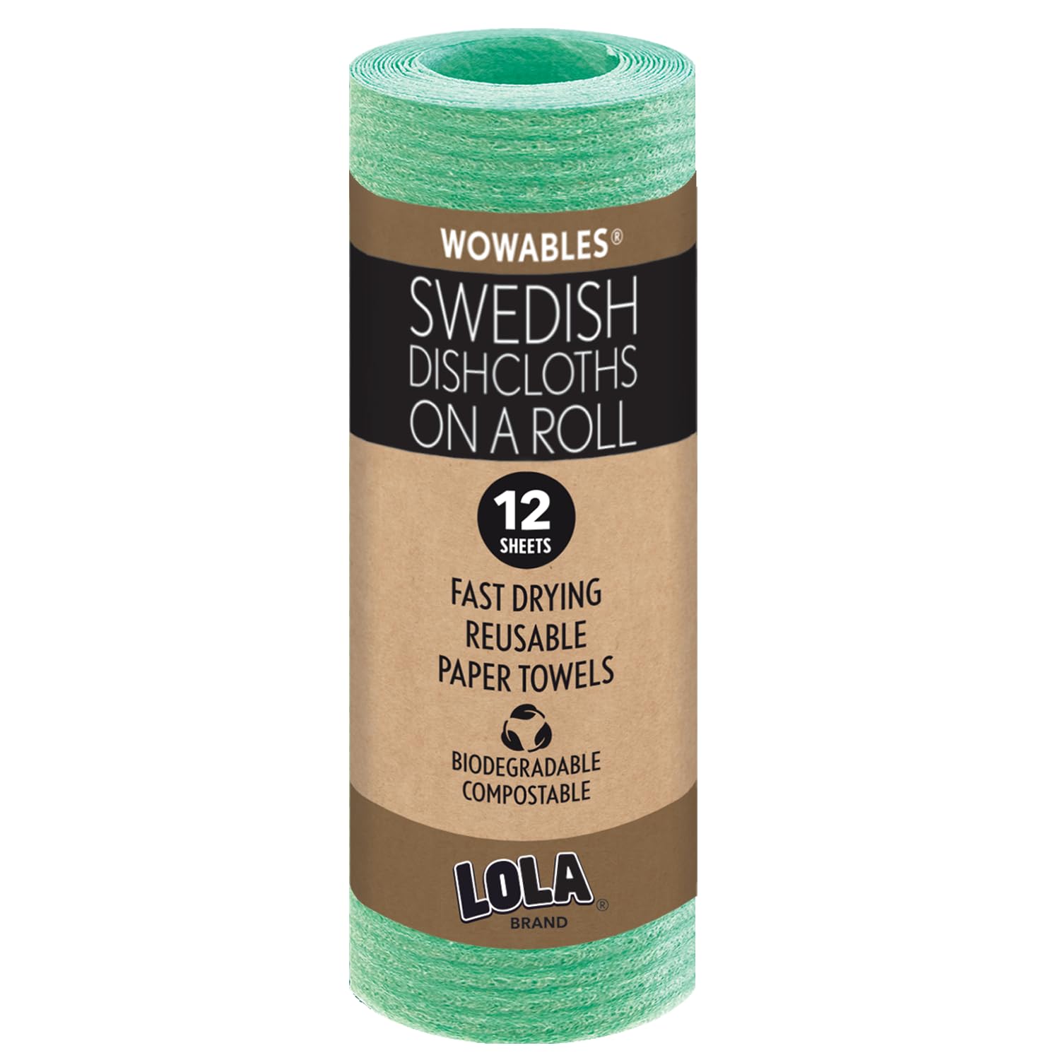 Amazon.com: LOLA Swedish Dishcloths on a Roll 12 Pack, Sustainable ...