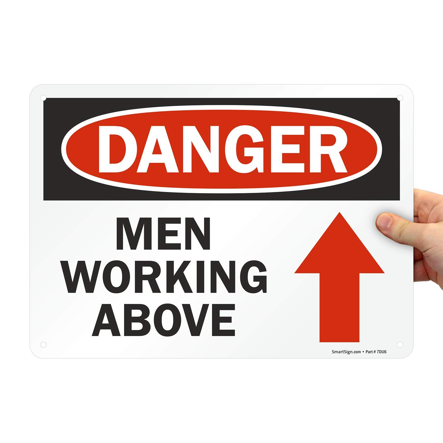 Amazon.com: SmartSign - U9-1917-NP_10x14 "Men Working Above" Sign | 10 ...