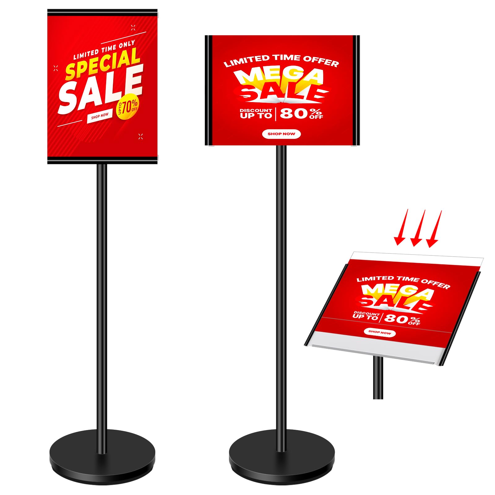Buy VAIIGO Stand Outdoor Floor Sign Holder, A4 Heavy Duty Sign Standing ...