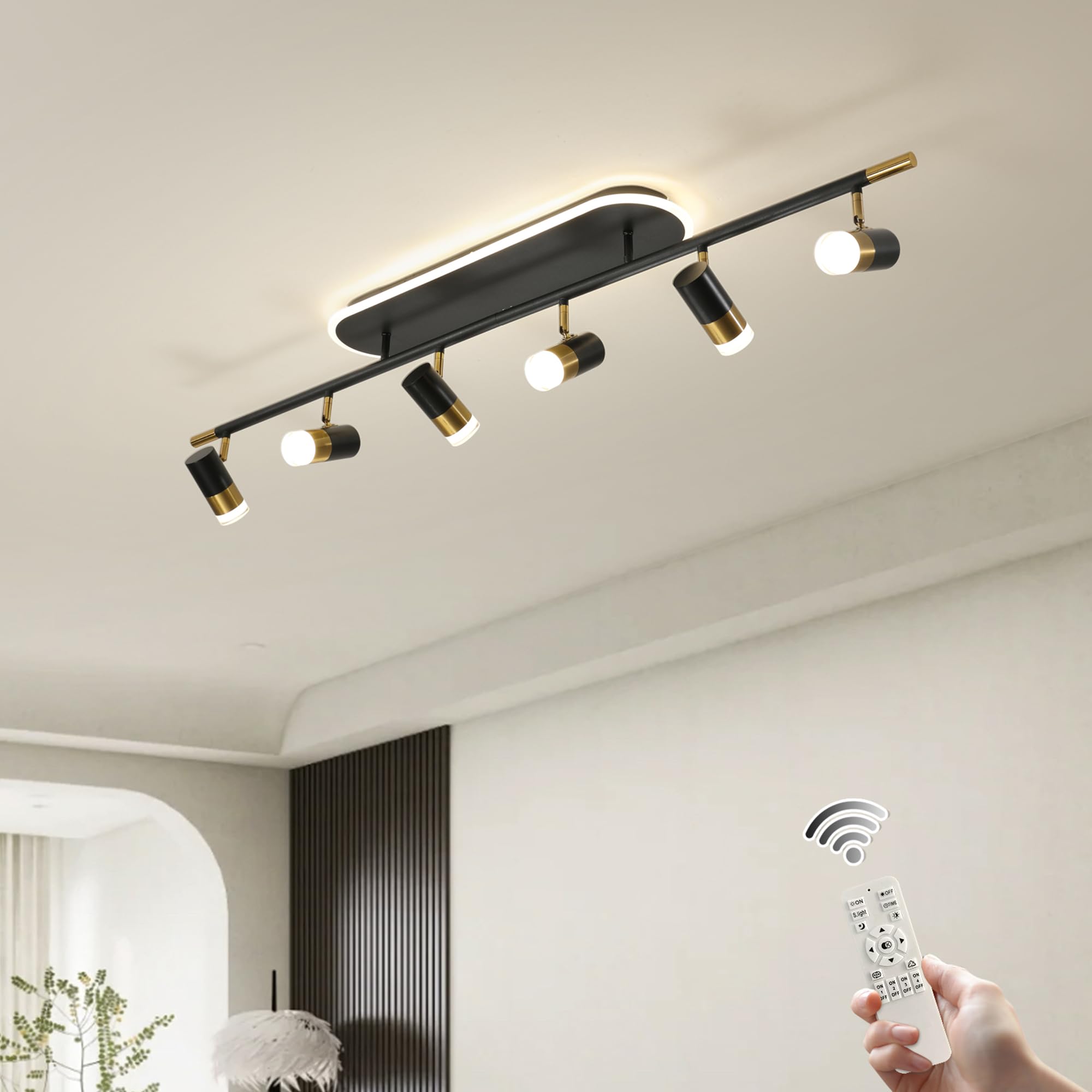 Jiinoo Modern LED Ceiling Lights, 60W Dimmable 6-Light Flush Mount ...
