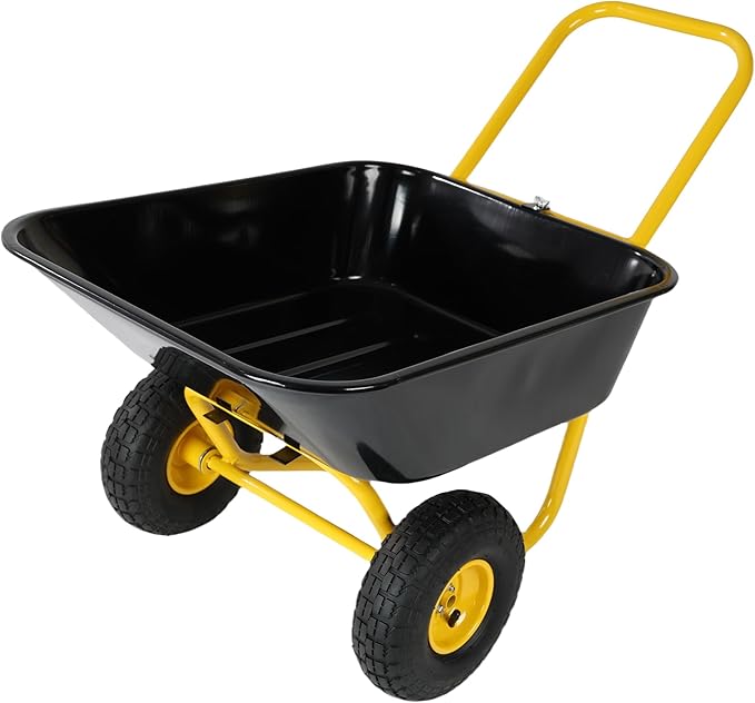 Amazon.com : Lunanniu Dual-Wheel Wheelbarrow, 35L, Black, Pneumatic ...