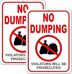 2 PC No Dumping Signs, 10x7 Aluminum No Littering Sign Outdoor ...