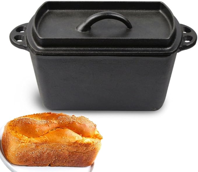 Amazon.com: bangminda Cast Iron Bread Loaf Pan with Lid,Cast Iron Bread ...